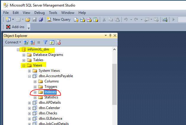 Adding your own Datamart indexes – InformXL