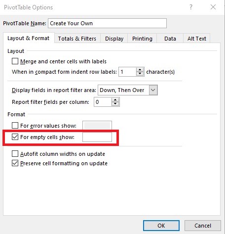 How to remove the word '(blank)' from a informXL Pivot Table | InformXL