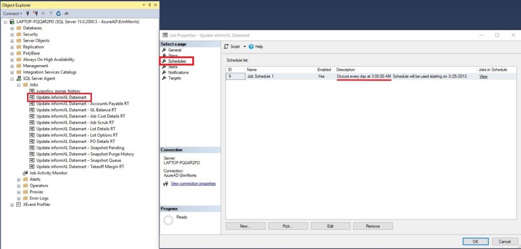 How to modify the Datamart refresh schedule | InformXL